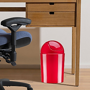 Umbra Mini Waste Can, 1-1/4 Gallon with Swing Lid (Red)