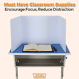 4-Pack Classroom Privacy Shields for Student Desks - Easy to Clean Plastic Desk Divider Folder Study Carrel Sneeze Guard for Student Testing Dividers Boards