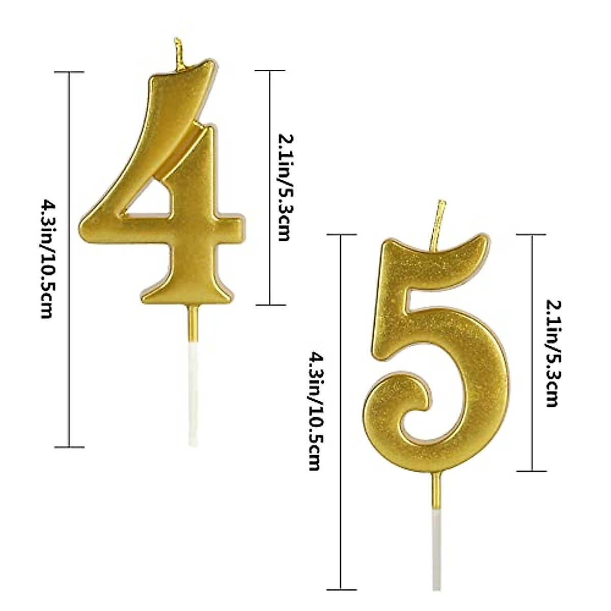 Gold 45th & 54th Number Birthday Candles for Cake Topper, Number 45 54 Glitter Premium Candle Party Anniversary Celebration Decoration for Kids Women or Men