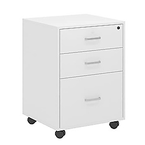 sogesfurniture 3 Drawer File Cabinet for Home Office, Under Desk Metal Filing Cabinet for Legal/Letter/A4 File, Mobile Filing Cabinet for Home Office, White 10CZSSFC04WT