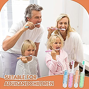 Sibba Toothbrush Covers 4 Pieces Folding Manual Toothbrushes Case Travel Kit Soft Bristles Tooth Brushes Mini Size Portable Brush Coverings Wrapped for Men Women Childrens Toddler