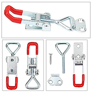 Favordrory 6 Pack Toggle Latch Clamp, Pull Latch, Adjustable Toggle Clamp Latch, Heavy Duty Toggle Latch, 150Kg 330Lbs Holding Capacity (25 Pieces Screws) Red + Silver