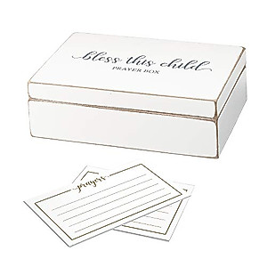 Lillian Rose Bless This Child Prayer Box with Prayer Cards, Off White