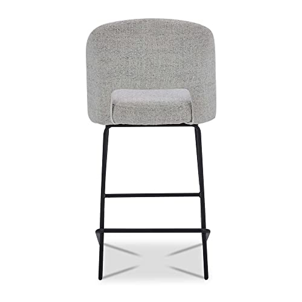 Watson & Whitely Modern Bar Stools, Fabric Upholstered Bar Stool with Back, Metal Legs in Matte Black, 26" H Seat Height, Set of 2, White (Multi-Colored)