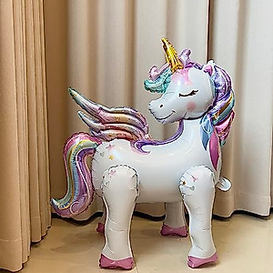 Self-Standing Unicorn Balloons for Birthday Decorations Rainbow Unicorn Party Supplies Unicorn Foil Balloon - 28 Inch, Pack of 2