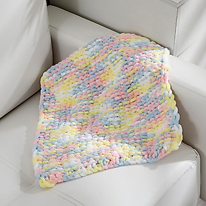 HOMBYS 6 Pack Velvet Baby Blanket Yarn for Crocheting, Super Bulky Tie Dyed Soft Chenille Rainbow Yarn for Knitting,Weaving DIY Craft,Toy Doll,Pink Multi Colored, 6 Skeins (55 yds,3.5 oz Each Skein)