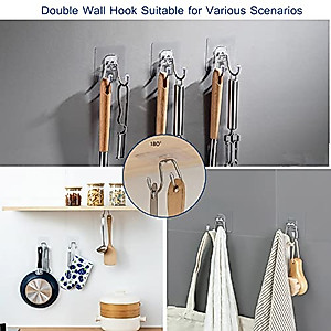 VIANBYE 20 Pcs Large Wall Hooks - for Hanging 25 lbs (max) Heavy Duty Wall Hooks, Coat and Towel Sticky Hooks Water and Oil Resistant Removable Wall Hooks for Bathroom, Kitchen and Home