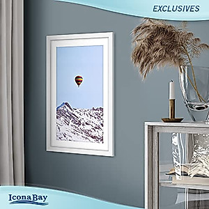 Icona Bay 11x17 White Picture Frame with Mat to 9x14 Image, Sturdy Wood Composite Poster Frame, Wall Mount Only, Modern Style Frames, Exclusives Collection