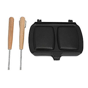 Syrisora Sandwich Baking Pan Double Side Sandwich Maker Anti Stick with Detachable Handle Sandwich Skillet for Gas Stove Egg Toast