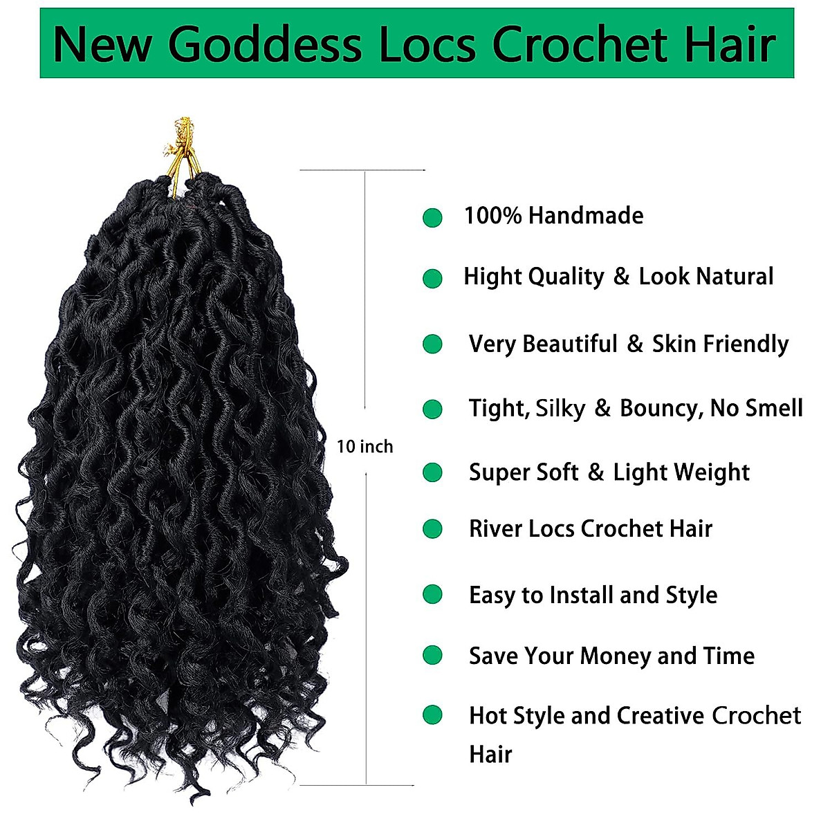 4 Packs Faux Locs Crochet Hair 36 Inches locs Super Long New Soft Locs Crochet Braids Pre-looped Curly Wavy Goddess Locs Braiding Hair for Women Synthetic Hair Extensions （18 strands/pc，#1B）