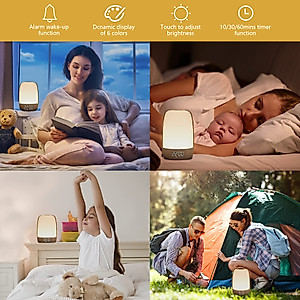 Firacer Touch Wake Up Night Light, Sunrise Alarm Clock, RGB Color Dimmable Small Beside Lamps for Bedrooms, Warm White Light with Sleep Aid Snooze Timer, for Kids, Friends Gift