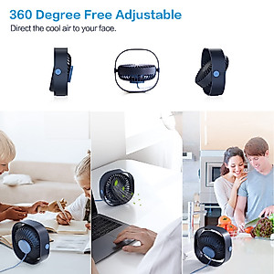 XDW Usb Fan Small Personal USB Desk Fan,3 Speeds Portable Desktop Table Cooling Fan Powered by USB,Strong Wind,Quiet Operation,for Home Office Car Outdoor Travel (Navy Blue)