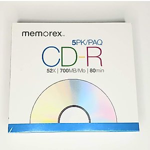 CD-R, w/ Slim Jewel Case, 52X, 700MB/80Min, 5/PK