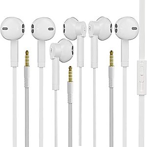 Earbud Headphones with Remote & Microphone, in Ear Earphone Stereo Sound Noise Isolating Tangle Free for Smartphones, Laptops, MP3/MP4, Gamer, Walkman(Classic White) 3 Pack