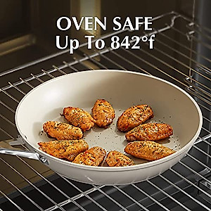 ROCKURWOK 3 Pcs Frying Pan Set, Hard Ceramic Nonstick Cookware Set, 8in/10in Omelet Pan, 12in Skillet, Inducton, Dishwasher & Ovens Safe, Free of PFAS & PTFE, White