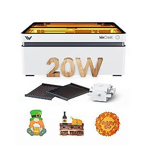 WECREAT Laser Engraver with Air Assist, 20W(20,000mW) Desktop Diode Laser Engraver and Cutter with Auto-Lifting Enclosure for Wood Acrylic Metal Leather DIY