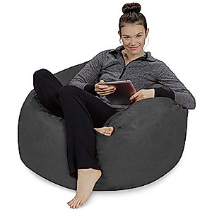 Sofa Sack - Plush, Ultra Soft Bean Bag Chair - Memory Foam Bean Bag Chair with Microsuede Cover - Stuffed Foam Filled Furniture and Accessories for Dorm Room - Charcoal 3'