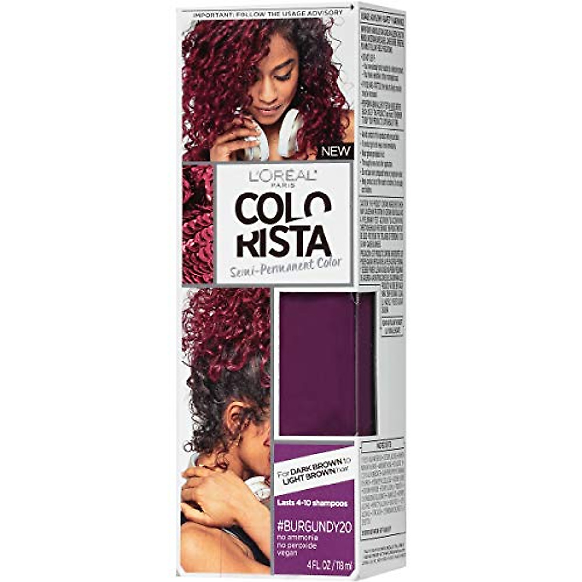 L'Oreal Paris Colorista Semi-Permanent Hair Color For Brunettes, Burgundy
