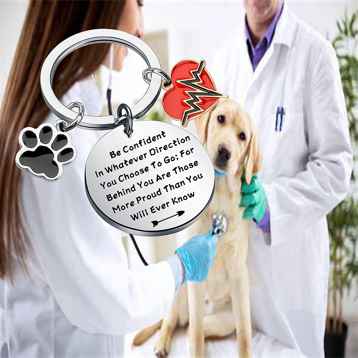 LQRI Vet Tech Keychain Veterinary Medicine Graduation Gifts New Veterinarian Gifts Be Confident in Whatever Direction You Choose to Go Keychain Vet Student Gift (Vet Tech)