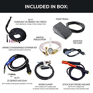 LightningMTS 225 Welder AC/DC TIG with PULSE/MIG/Stick 200 Amp Dual Voltage 110v/220v