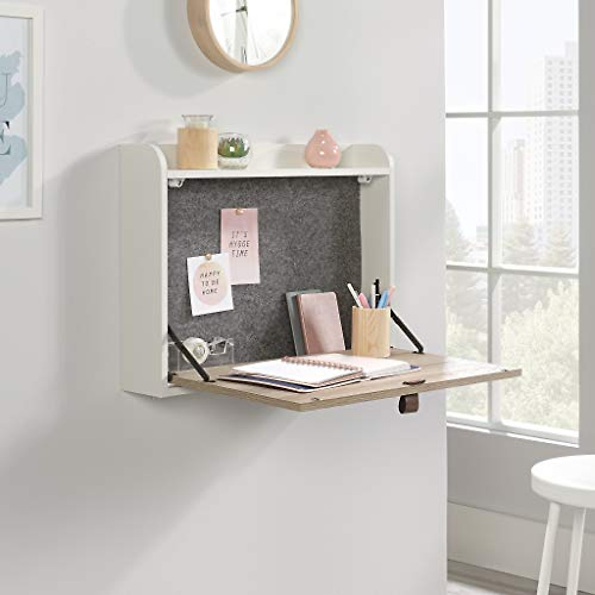 Sauder Anda Norr Wall Desk, White Finish
