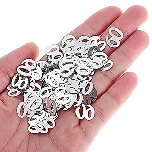 AMOSFUN 1200pcs Number 60 Sequins Confetti Plastic Confetti for 60th Birthday Party Anniversary Decoration(Silver)