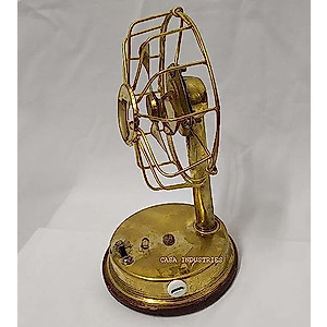 Casa INDUSTRIES Brass Antique Handcrafted Mini Small Battery Fan Home Decorative Showpiece For office Desk