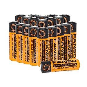 POWCAMAH 20- Pack FANSO ER14505M AA 3.6V Lithium Battery 2200mAh Li-SOCL₂ Non-Rechargeable Battery