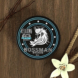Bossman Relaxing Beard Balm - Beard Tamer, Relaxer, Thickener and Softener Cream - Beard Care Product - Made in USA (Magic Scent)