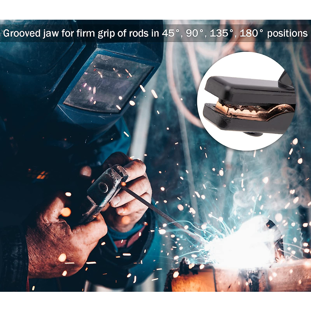 Electrode Holder 500 Amp Welding Electrode Holder Set, Heavy Duty Jaw Holding Plier Electrode Clamp for Arc MMA Welder,Black