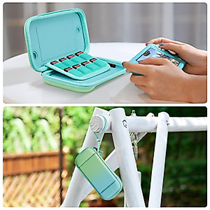 Fintie Slim Carrying Case for Nintendo Switch Lite 2019, Shockproof Protective Portable Carrying Cases, [Slim Fit] Travel Storage Hard Shell w/8 Game Cartridges & Adjustable Hand Strap, Seaside Ombre