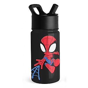Simple Modern Spiderman Kids Water Bottle with Straw Lid | Marvel Insulated Stainless Steel Reusable Tumbler Gifts for School, Toddlers, Boys | Summit Collection | 14oz, Spidey Kid