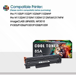 Cool Toner Compatible Toner Replacement for HP 85A CE285A Toner Cartridge for HP Pro P1102w M1212nf MFP P1102 P1109w M1217nfw Printer Ink Cartridge (Black, 2-Pack)
