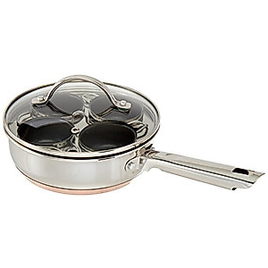 4 Cup Copper Impact Bonding Egg Poacher W/Nonstick Egg Cups for Perfectly Poached Eggs Brunch and Breakfast