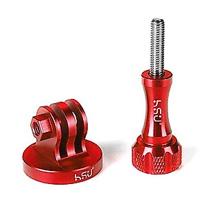 HSU Aluminum Alloy Metal GoPro Tripod/Monopod Mount with Aluminum Thumbscrew for GoPro Hero 11, 10, 9, 8, 7, 6, 5, 4, 3+, 3, 2, 1 HD, AKASO Campark and Other Action Cameras (Red)