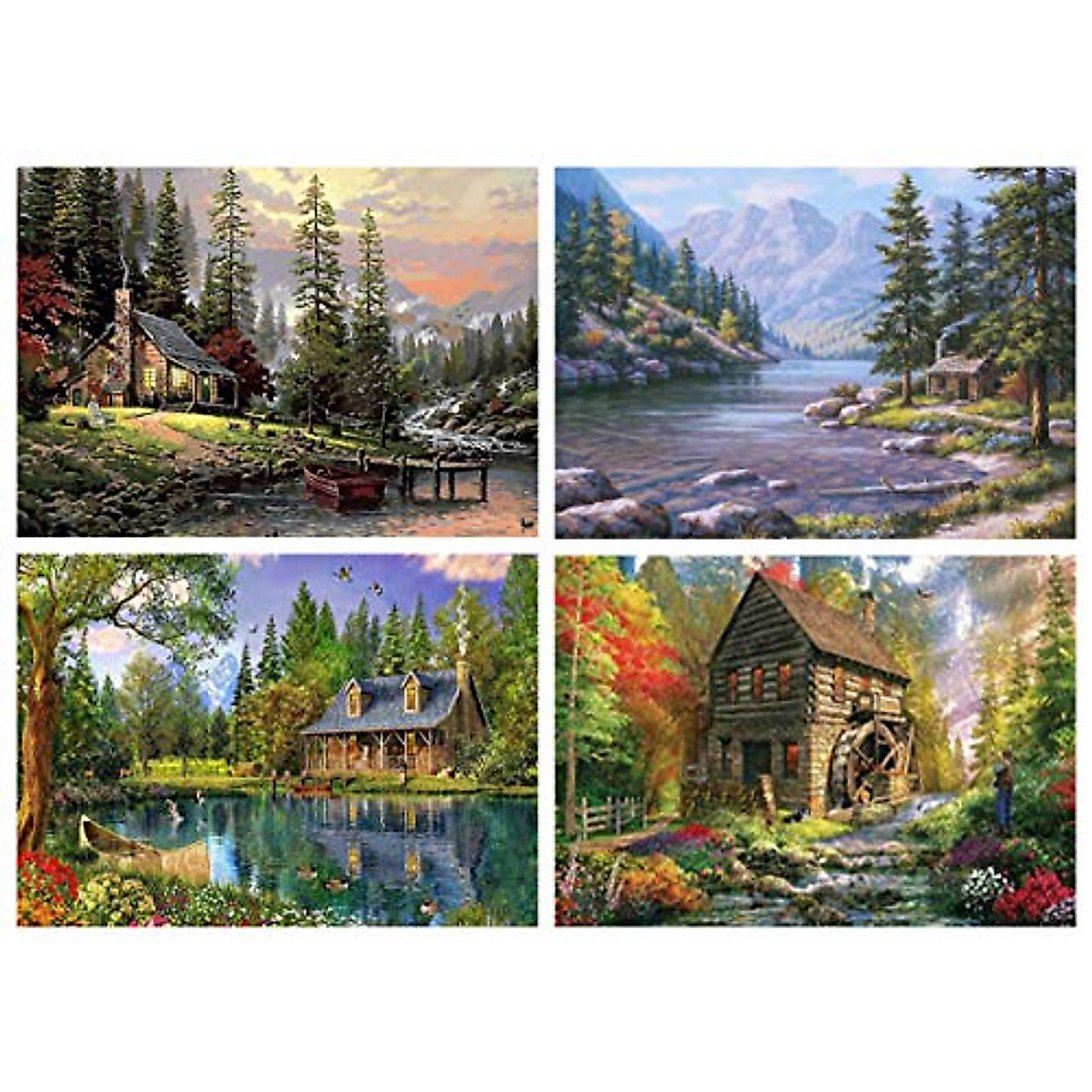 Chenistory 4 Packs DIY Paint by Number for Kids & Adults Acrylic Painting 16 x 20 inch Paint Canvas with Paintbrushes Set Draw Arts Craft Home Decoration - Mountain Landscape Picture