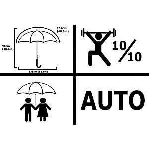 COLLAR AND CUFFS LONDON - 60MPH Windproof EXTRA STRONG - StormFighter Jumbo Umbrella - Striking Red Reinforced Fiberglass Frame - For 1 or 2 Persons - Auto Open - Non Slip Tyre Style Handle - Black