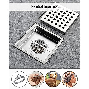 2 Inch Hair and Debris Strainer, Shower Drain Strainer with Lifting Hook, Stainless Steel Debris Basket Shower Drain Catcher, Hair Catcher for Floor Drain