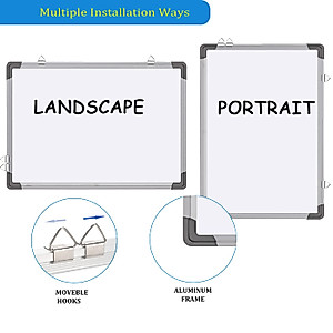 Dry Erase White Board 12" x 16" Hanging ,8 Magnetic Markers ，6 Magnets,Portable Writing, Drawing & Planning Small Whiteboard Easy to Clean Wall Whiteboard for Office School, Kids, Home