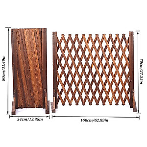 uyouous Garden Fence Wood Garden Fencing 2 Pack Extendable Instant Fence Wooden Garden Fence Expandable Freestanding Wood Garden Trellis Fence for Home Yard Garden Indoor Outdoor