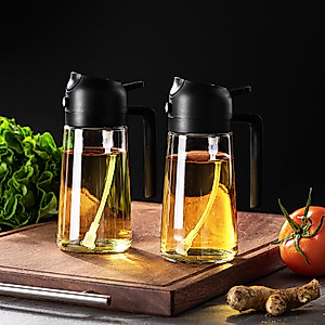 CXINYI - Oil Dispenser for Kitchen - 16oz / 470ml Olive Oil Bottle - 2 in 1 Olive Oil Dispenser & Oil Sprayer with Brush - Oil Sprayer for Cooking, Salad, Barbecue Black