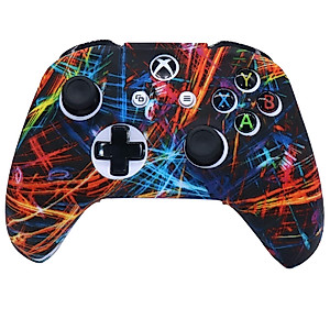 RALAN Controller Skin for Xbox One, Anti-Slip Silicone Controller Cover Protector Case Compatible for Xbox 1 Wireless/Wired Gamepad Joystick with 4 Thumb Grips Caps and Black Pro Thumb Grip x 8