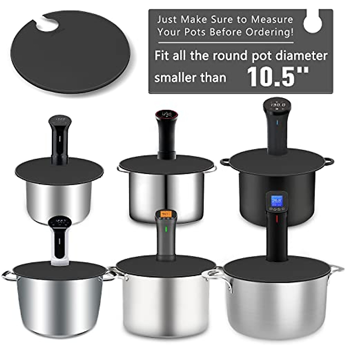 Sous Vide Lid for Precision Cooking - Fits Anova Culinary Sous Vide Precision Cooker, Sous Vide Silicone Lid Fits for Standard 10 1/2" Pot - Helps to lessen evaporation Great for long term cooking