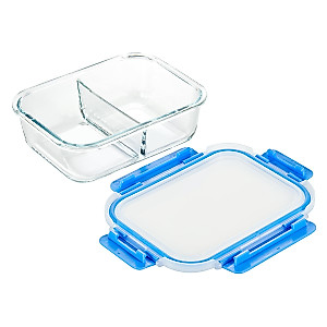 DASAAN 10 Piece Glass Food Storage Containers with 2 compartment and Airtight Lid, Glass Meal Prep Containers, Easy Stack Containers, Freezer to Oven, Microwave and Dishwasher safe