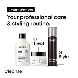 L'Oreal Professionnel Men’s Styling Pomade - For All Hair Types, Provides Medium Hold and Matte Finish