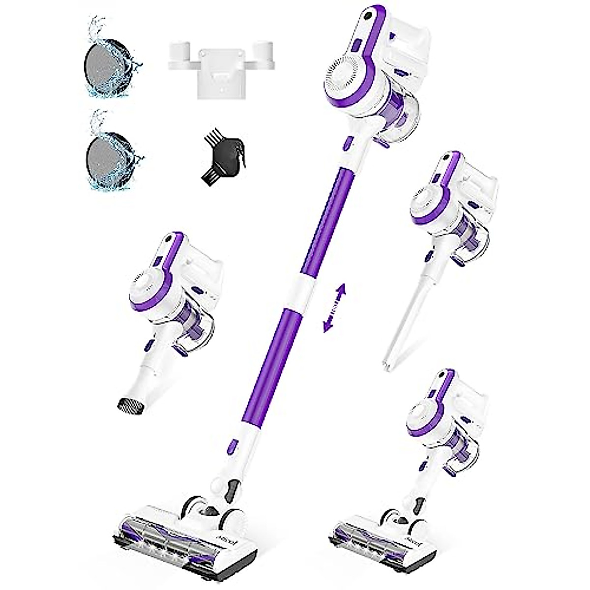 Micol Cordless Vacuum Cleaner, 6-in-1 Lightweight Stick Vacuum, 2 Modes of Powerful Suction, Maximum 38 Mins Runtime, Removable Battery, Household Vacuum Cleaner for Home Hard Floor Pet Hair Carpet