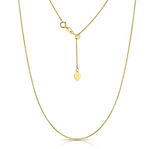 Floreo 10K Yellow Gold Adjustable Wheat Chain Necklace, 24 Inch