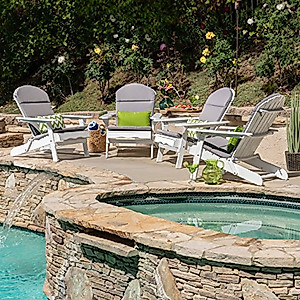 Christopher Knight Home Amenda Outdoor Acacia Wood Folding Adirondack Chairs with Cushions (Set of 4), Gray, White + Grey