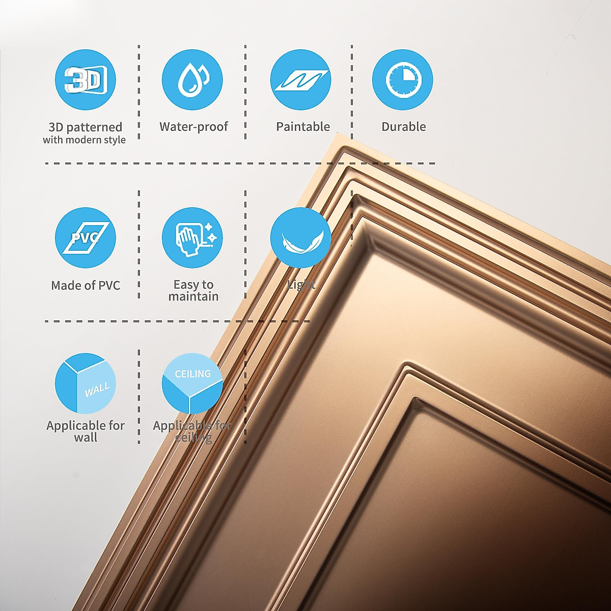 Art3d Drop Ceiling Tiles, 24x48in. Bronze (12-Pack)