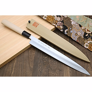 Yoshihiro Shiroko High Carbon Steel Kasumi Yanagi Magnolia Handle Sushi Sashimi Chef Knife (9.5" (240mm))